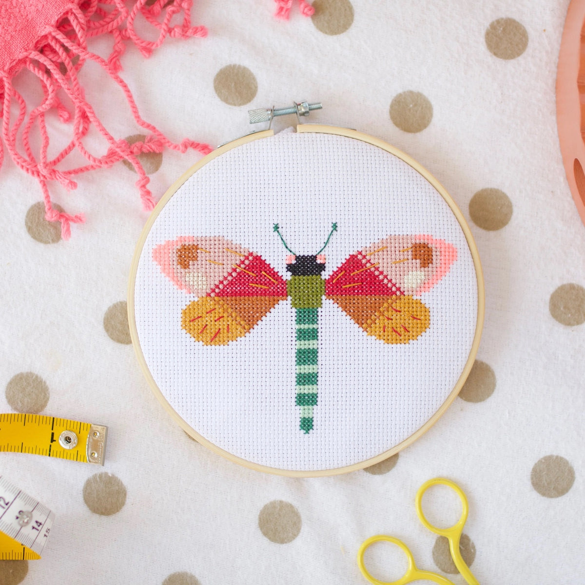 Cotton Clara Dragonfly Brie Harrison Cross Stitch Kit – Hipstitch